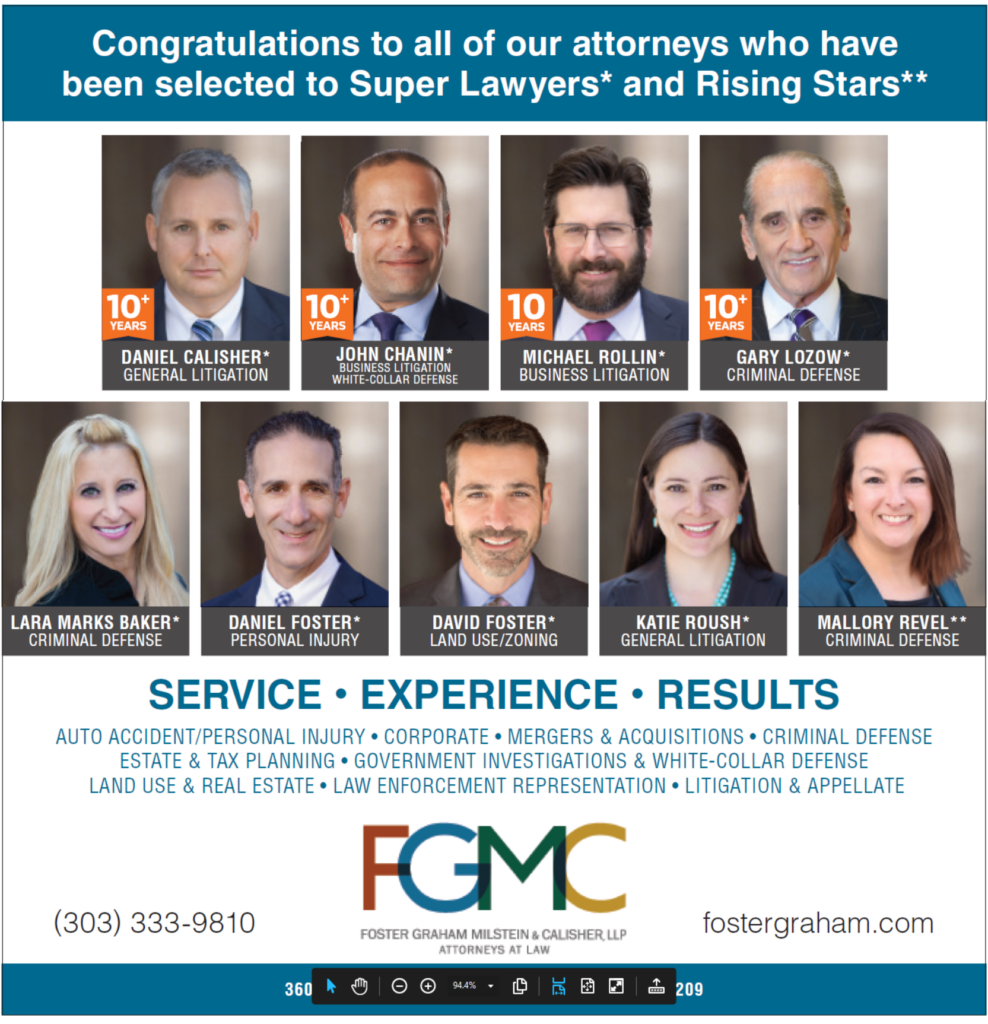 Congratulations to Our 2023 Super Lawyers and rising stars! - Foster Graham Milstein & Calisher