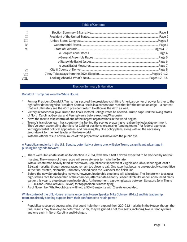 General Election Report - Long Form Friday, November 8, 2024 - Foster ...